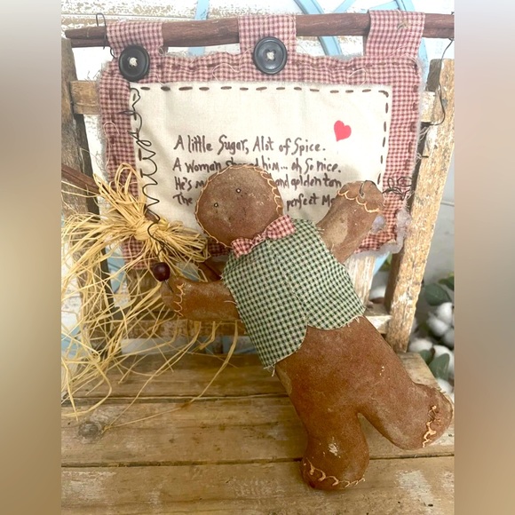 Hand Crafted | Holiday | Vintage Primitive Handcrafted Gingerbread Man ...